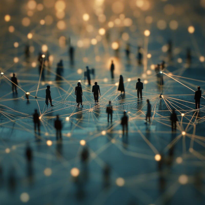 Network of People Connected by Glowing Lines - Digital Communication ...