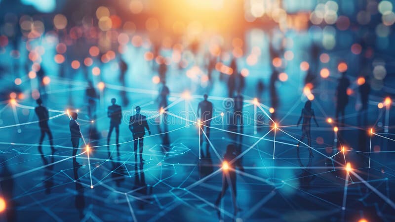 Network of People Connected by Lines and Glowing Spots Stock ...