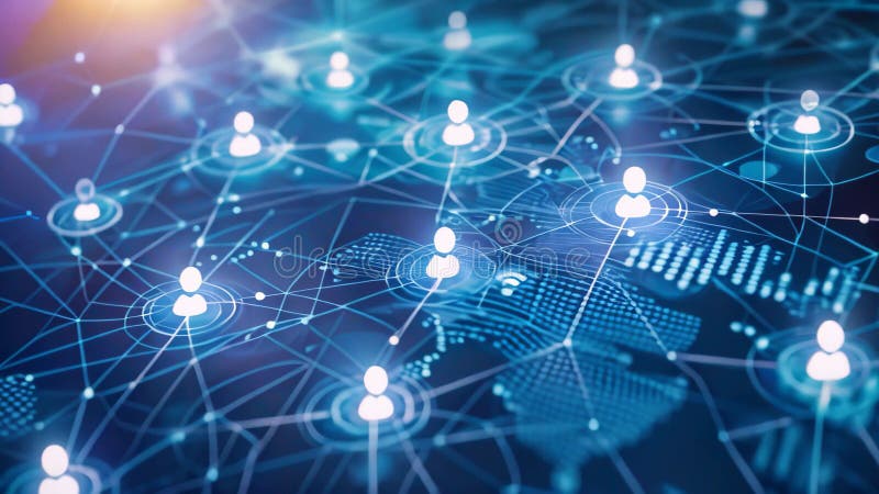 A Network of People Connected To Each Other on a Blue Background ...