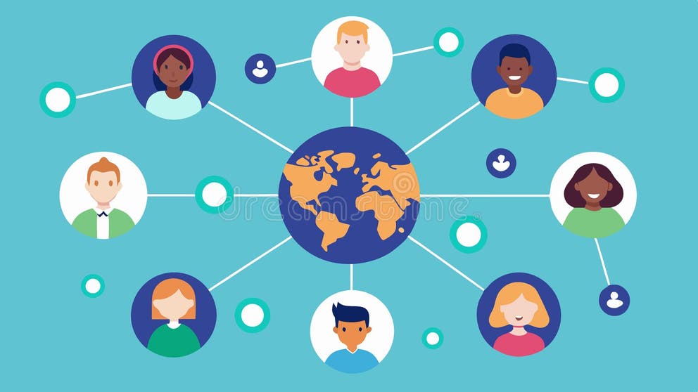 Network of People Diverse People Connecting Over the Internet with ...