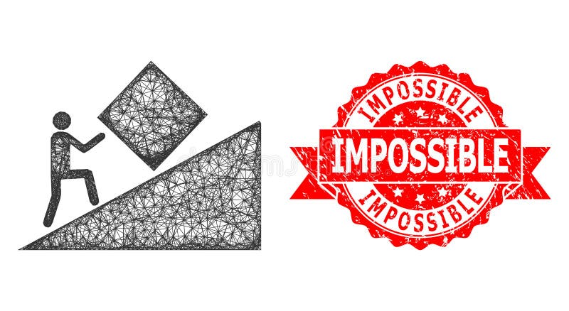 Scratched Impossible Stamp Seal and Net Pointless Task Icon Stock ...