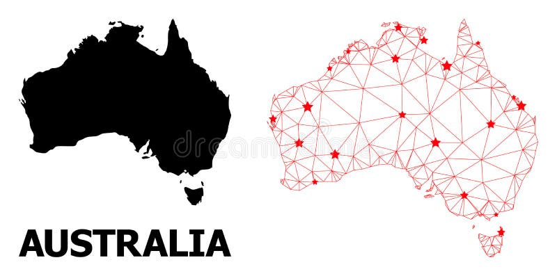 Network Polygonal Map of Australia with Red Stars Stock Vector ...