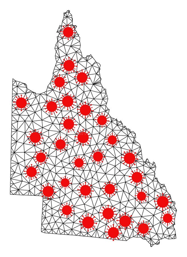 Network Polygonal Map of Australian Queensland with Red Infection ...