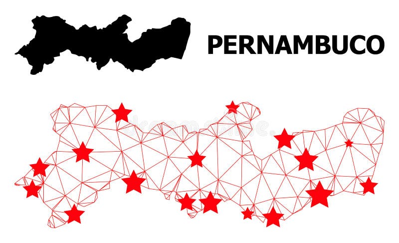 Network Polygonal Map of Pernambuco State with Red Stars Stock Vector ...