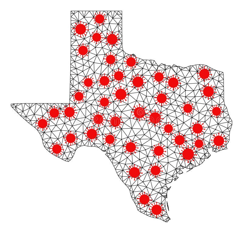 Network Polygonal Map of Texas State with Red Covid Elements Stock ...