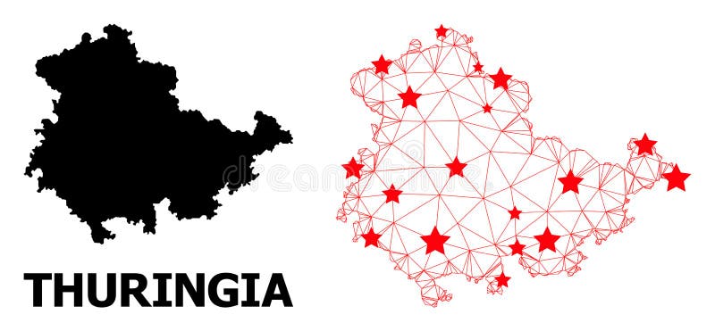 Network Polygonal Map of Thuringia State with Red Stars Stock Vector ...