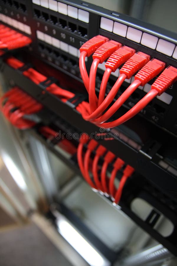 Network Ports Panels and Wires. Stock Photo - Image of connector ...
