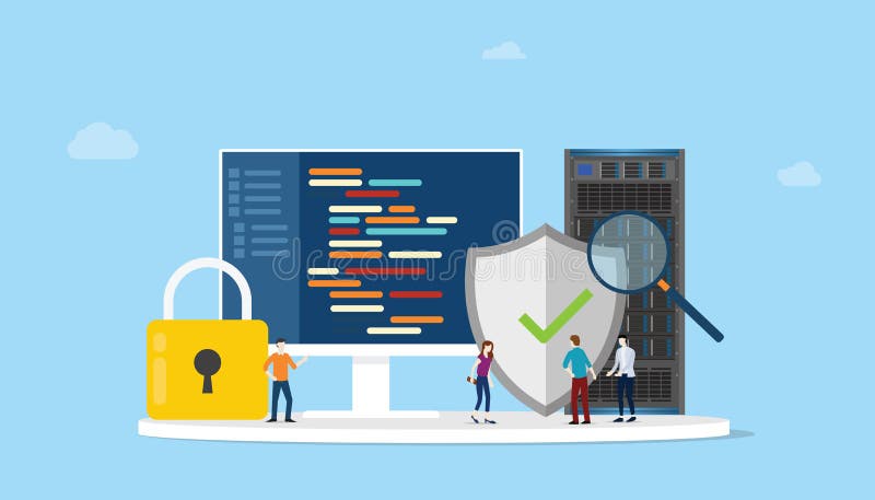 Network Programming Security Concept With Code Program And Server Safe 0888