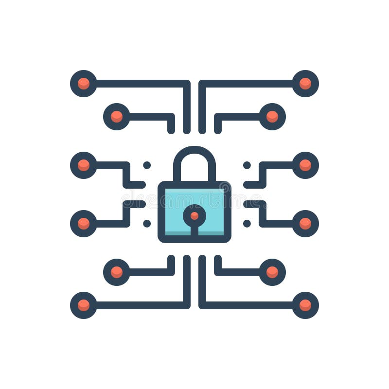 Color Illustration Icon for Network Protection, Security and Safeguard ...