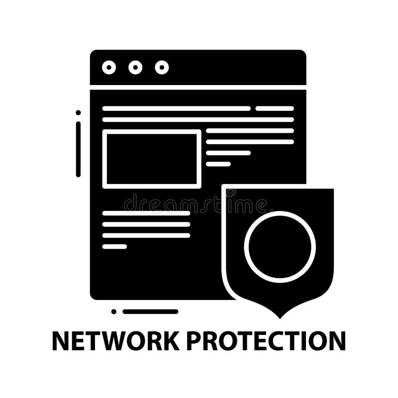 Network Protection Icon, Black Vector Sign with Editable Strokes ...