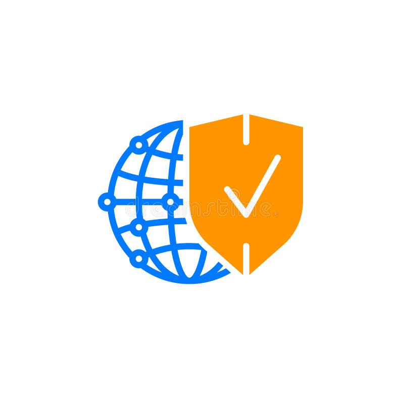 Network Protection Symbol. Globe and Shield Icon Vector, Filled Stock ...
