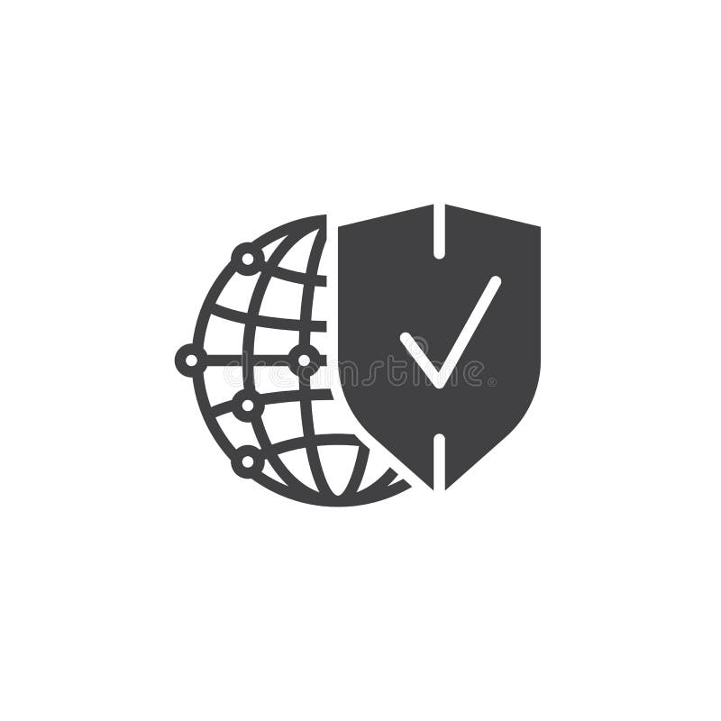 Network Protection Symbol. Globe and Shield Icon Vector, Filled Stock ...
