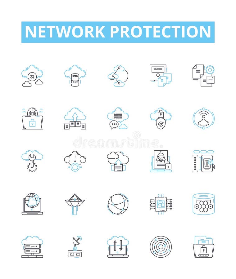 Network Protection Vector Line Icons Set. Firewall, Antivirus ...