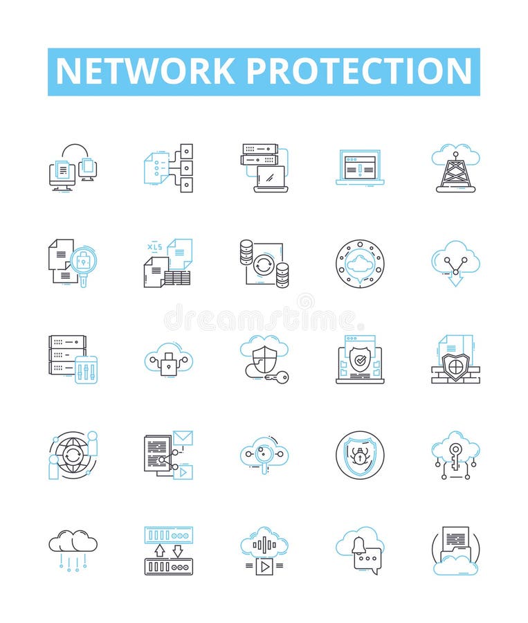 Network Protection Vector Line Icons Set. Firewall, Antivirus ... Network Protection Vector Line Icons Set. Firewall, Antivirus ...