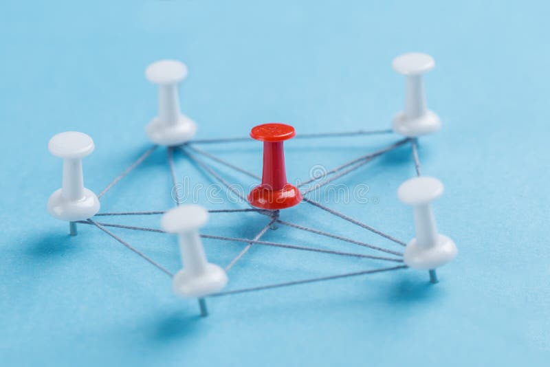 Network with Red and White Pins and String, an Arrangement of Colorful ...