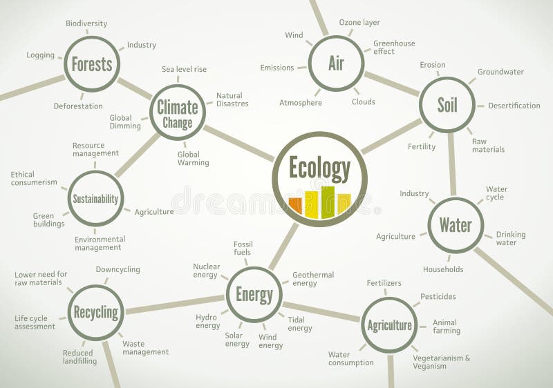 Network of Relevant Ecology Terms Stock Vector - Illustration of icon ...