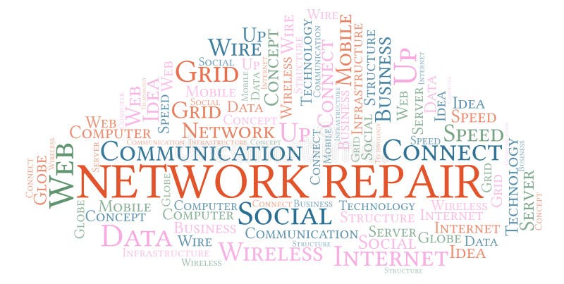 Network Repair word cloud. stock illustration. Illustration of colors ...