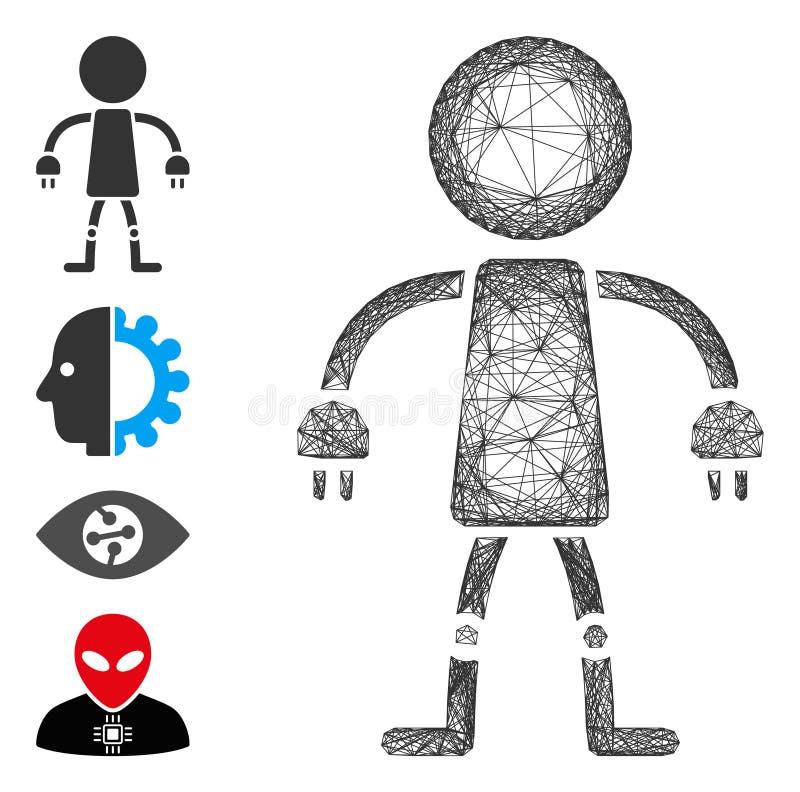Network Robot Vector Mesh stock vector. Illustration of collage - 202375873