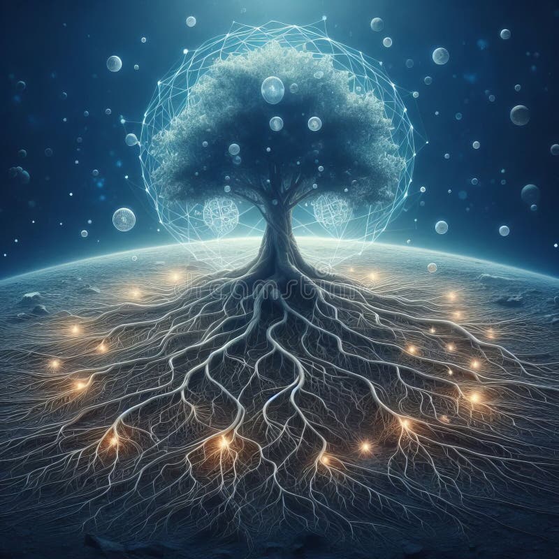 A Network of Roots Intertwined Beneath the Ground Supporting a Stock ...