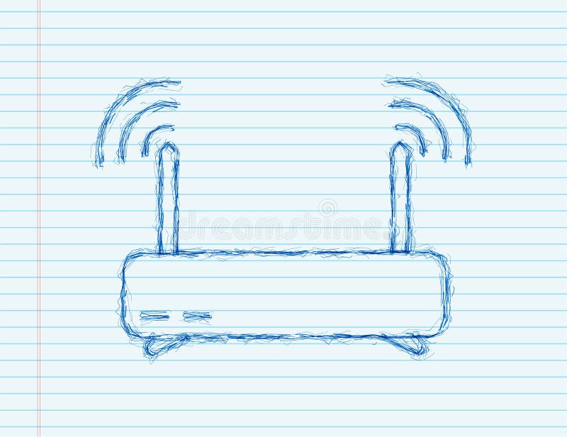 Network Router Sketch Icon. Wifi Router, Wireless Broadband Modem ...