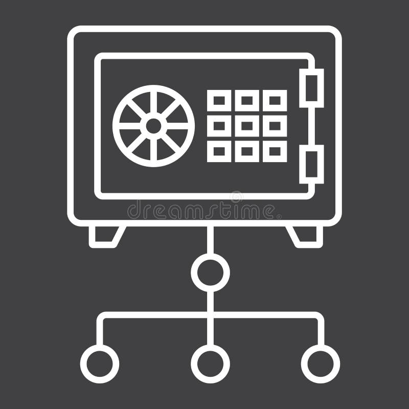 Vault Line Blue Icon on White Background. Blue Flat Style Vector ...