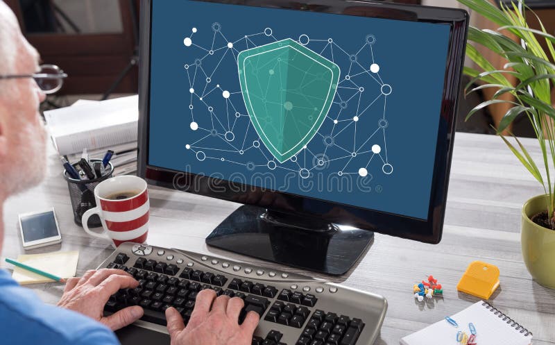 Network Safety Concept on a Computer Stock Image - Image of system ...