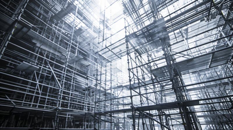 A Network of Scaffolding Towers Over the Site Hinting at the Massive ...