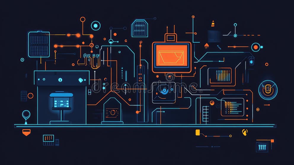 Edge Computing Module Illustration Processing Connectivity Stock ...