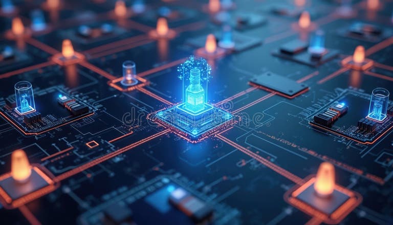 Network Schematic Highlights Secure API Connections Systems. Tech ...