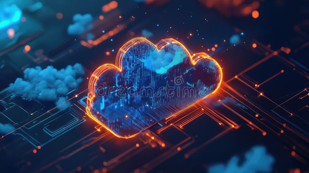 Network Scrolling Cloud Computing Hub Stock Illustration - Illustration ...