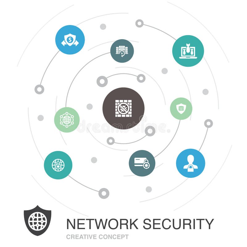 Network Security Colored Circle Concept Stock Vector - Illustration of ...