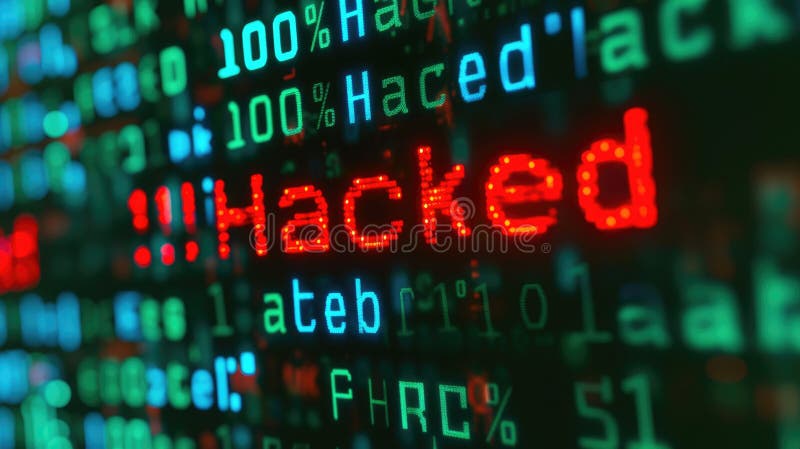 Network Security Compromise: Red Text on Binary Background. Stock Illustration - Illustration of ...
