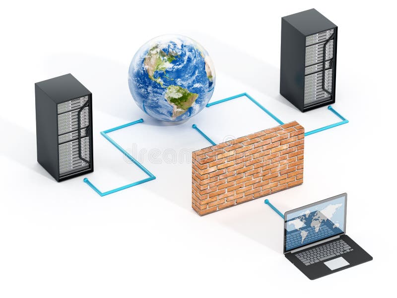 Network Security Concept with a Brick Wall in Front of Laptop Computer ...