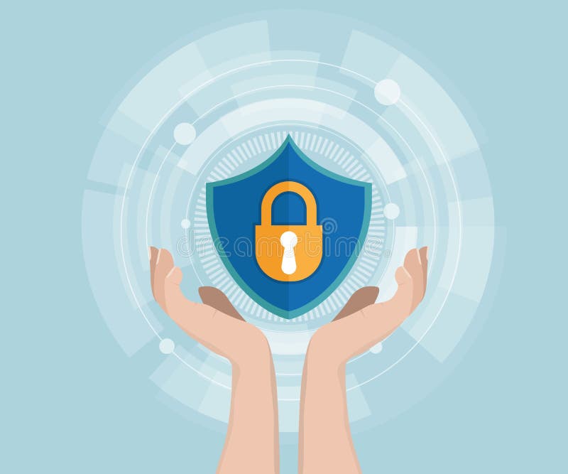 Network Security Concept Human Hand with Shield Stock Vector ...