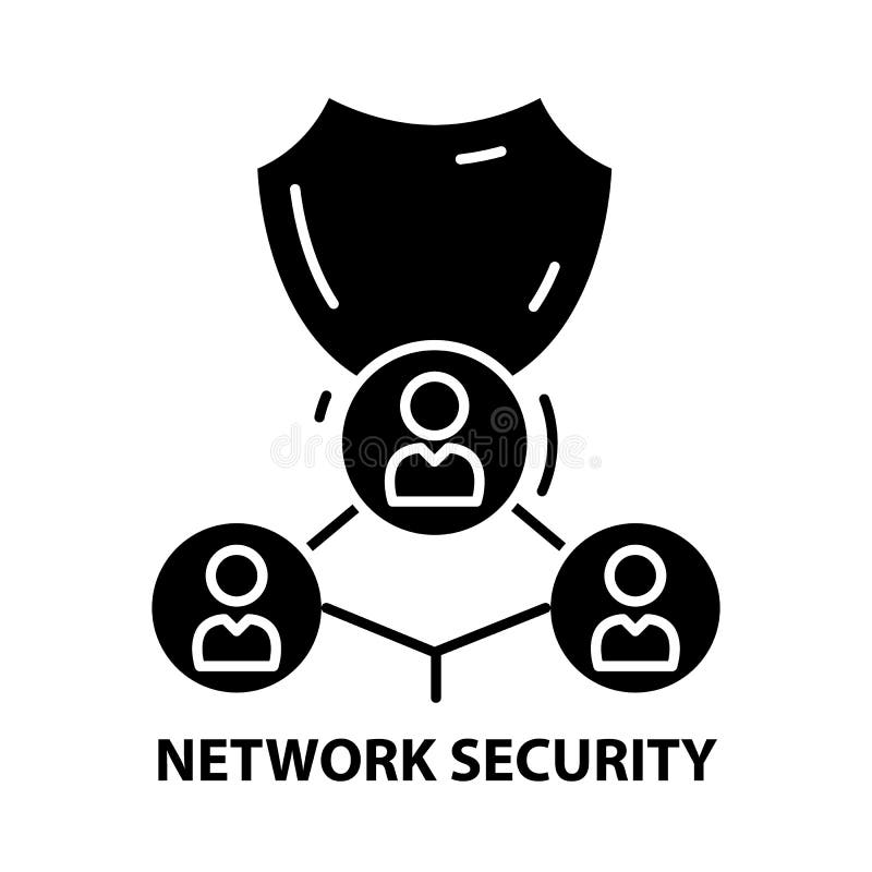 Network Security Icon, Black Vector Sign with Editable Strokes, Concept ...