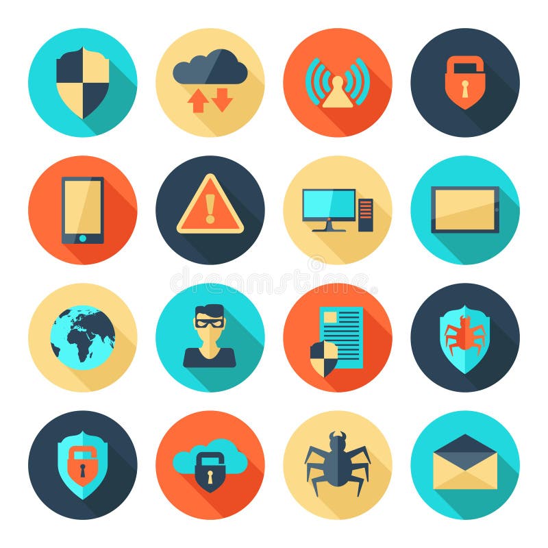Network Security Icons Set stock vector. Illustration of collection ...