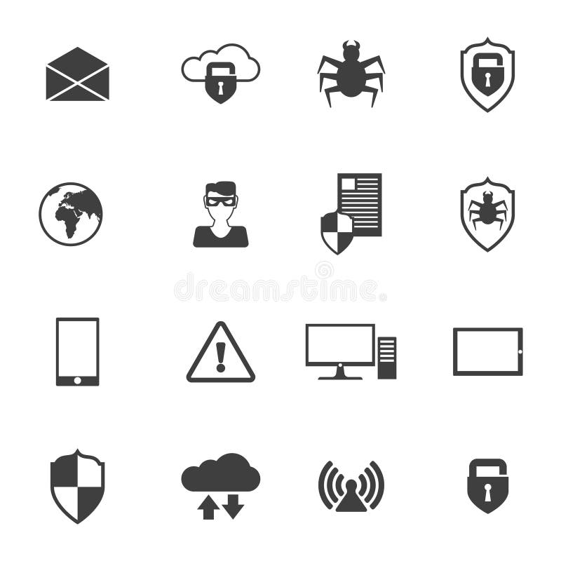 Network Security Icons Set stock vector. Illustration of collection ...