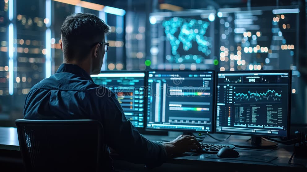 Network Security Monitoring Stock Illustration - Illustration of modern ...