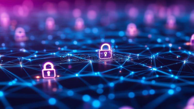 Network Security Padlock Data Protection System Stock Illustration ...