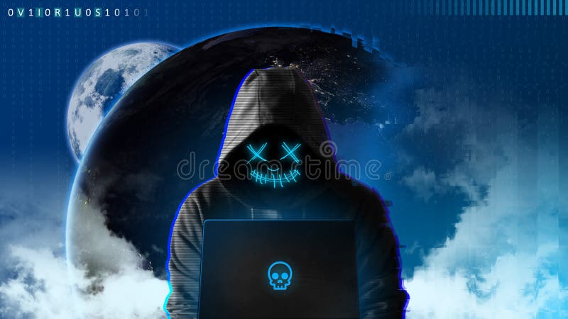 Dangerous Hooded Hacker in Mask. Internet, Cyber Crime, Cyberattack ...