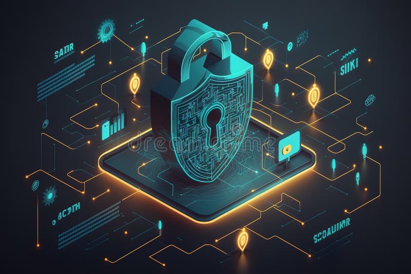 Network Security Protection Lock. Information Technology Cyber Security ...