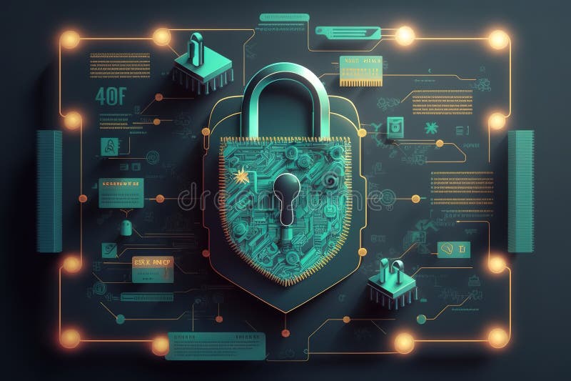 Network Security Protection Lock. Information Technology Cyber Security ...