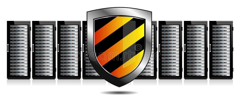 Network Security - Servers and Shield Protection Stock Vector - Illustration of datacenter ...