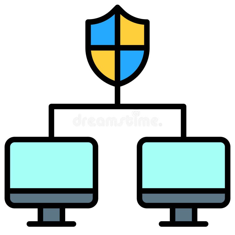 Network Security, Telecommuting or Remote Work Icon, Vector ...