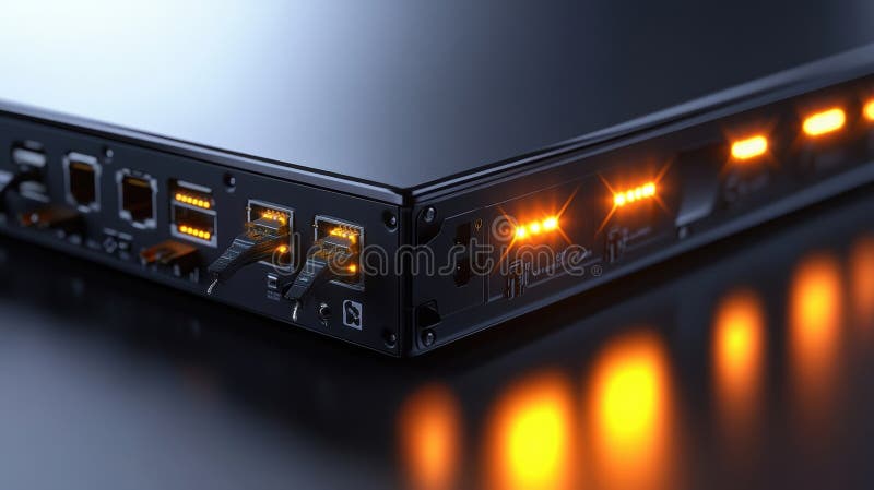 Network Server with Cables and Flashing Lights in a Data Center Stock ...