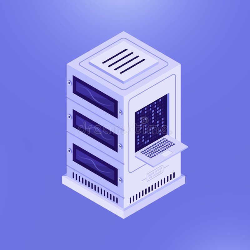 Computer Server Rack Isometric 3D Icon Stock Vector - Illustration of ...