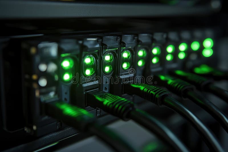 Network Server Data Storage Unit with Connected Cables Stock Photo ...