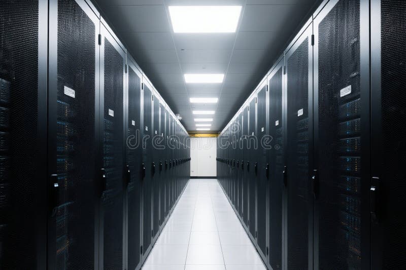 Network Server Hall with Symmetry Stock Illustration - Illustration of ...