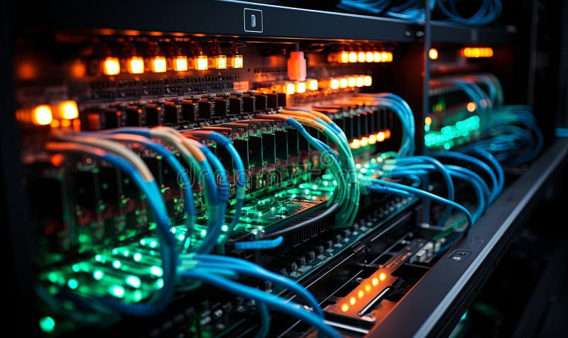 Network Server Rack with Numerous Cables Stock Photo - Image of ...