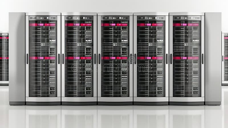 Network Server Racks in a Modern Data Center. AI Brain Analyzing Stock Photo - Image of ...